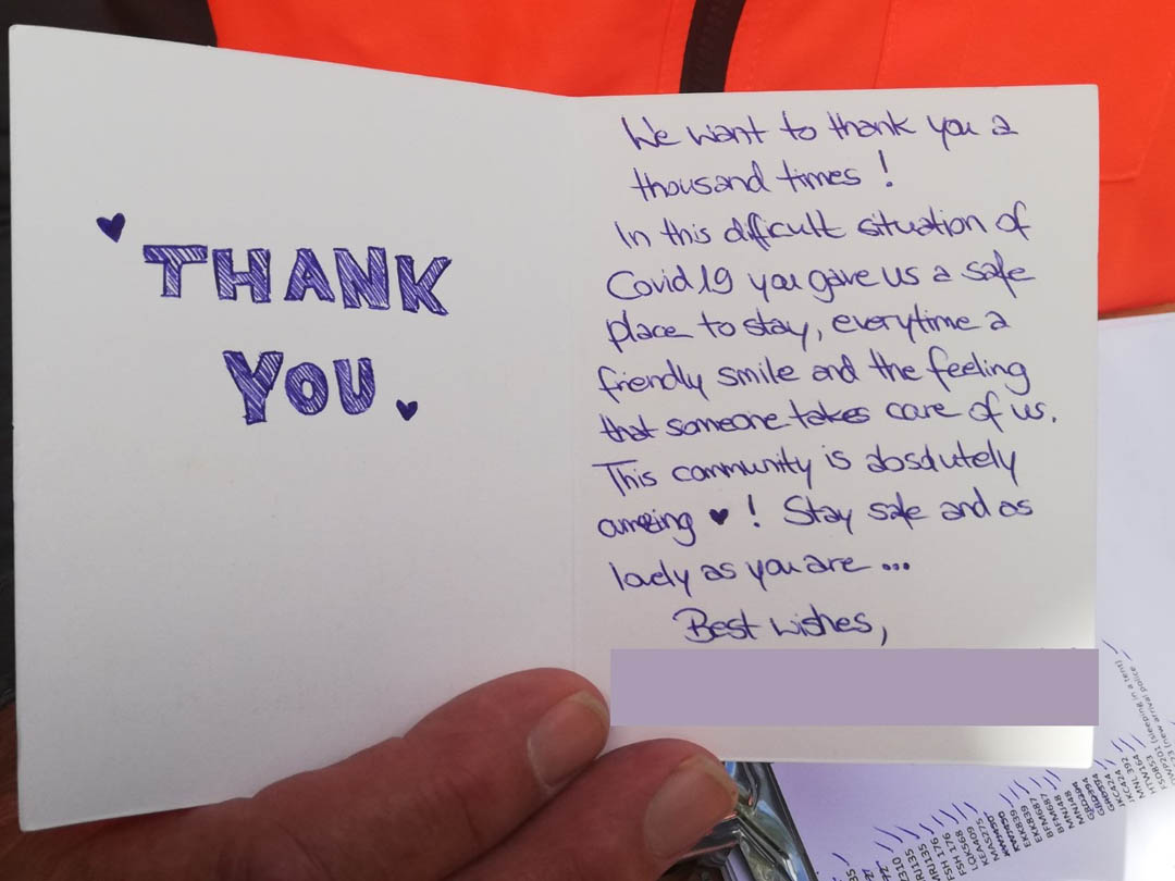 Thank you card from visitors – Number 8 Network